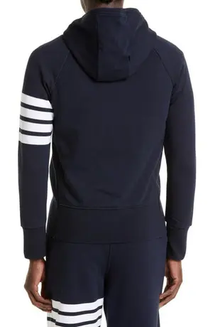 Thom Browne Classic 4-bar Zip Cotton Hoodie - Navy