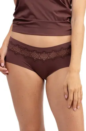Uwila Warrior Soft Seamless Briefs With Lace Chocolate