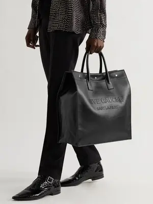 Saint Laurent Logo-embossed Leather Tote Bag
