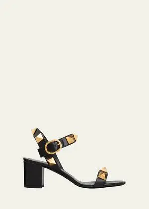 Valentino Garavani Roman Stud Ankle-Strap Sandals Nero