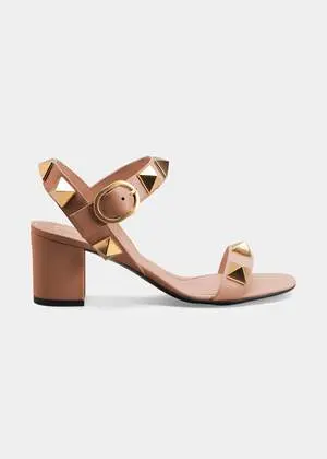 Valentino Garavani Roman Stud Ankle-Strap Sandals Rose Cannelle