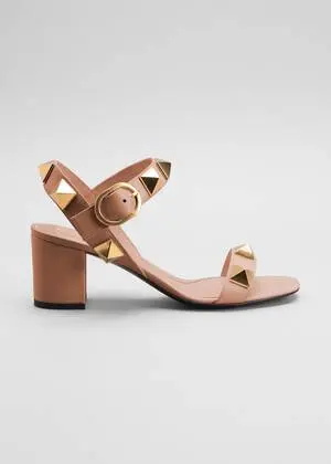 Valentino Garavani Roman Stud Ankle-Strap Sandals Rose