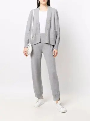 BARRIE Rib-detail Cashmere Cardigan - Grey