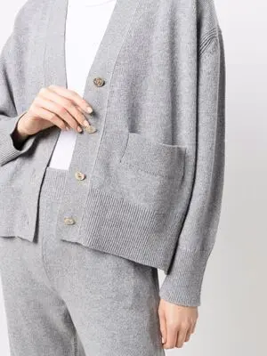 BARRIE Rib-detail Cashmere Cardigan - Grey