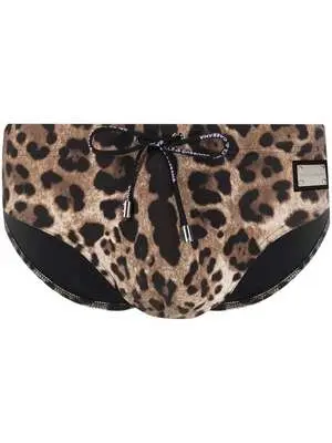 Dolce & Gabbana Leopard-print Swim Briefs - Brown