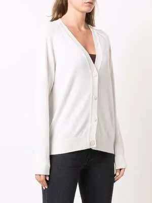 BARRIE Rib-trimmed Cashmere Cardigan - White