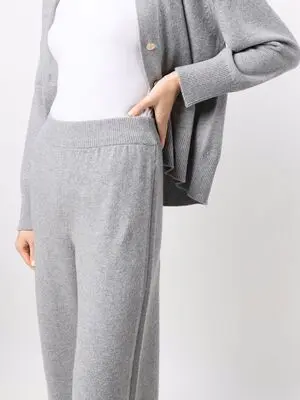 BARRIE Wide-leg Cashmere Trousers With Ribbed Detailing - Grey