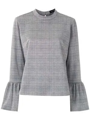 OLYMPIAH Plaid Long Sleeve Blouse