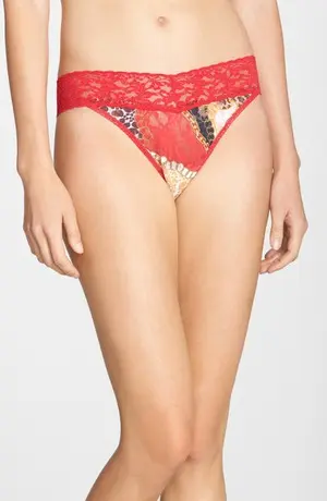 Hanky Panky Print Original Rise Thong Chain Lynx/red