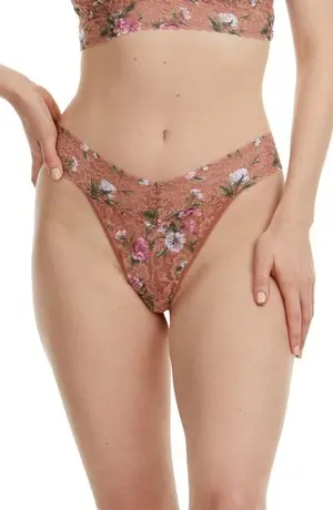Hanky Panky Print Original Rise Thong Terracotta Rose