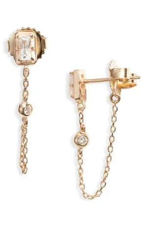 Anzie Cléo Chain Drop Diamond Earrings - White