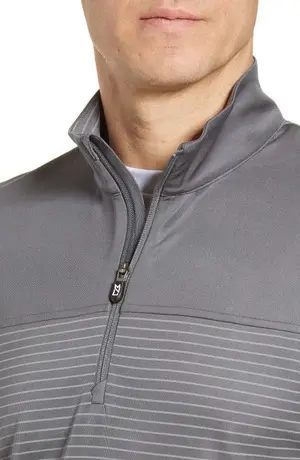 Cutter & Buck Traverse Stripe Quarter Zip Pullover - Elemental Grey