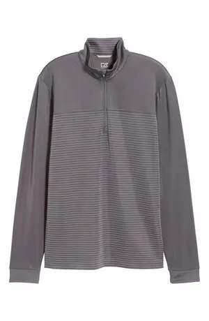Cutter & Buck Traverse Stripe Quarter Zip Pullover - Elemental Grey