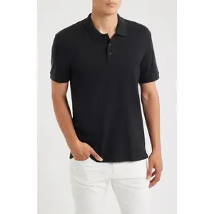 Vince Cotton Slub Jersey Polo - Black
