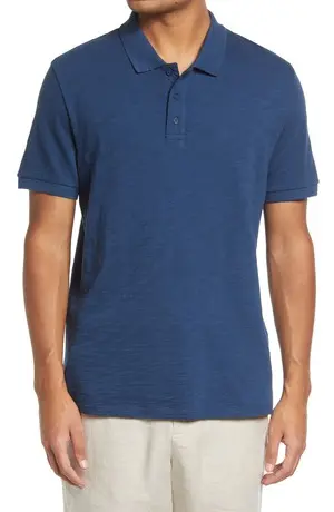 Vince Cotton Slub Jersey Polo Country Blue