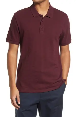 Vince Cotton Slub Jersey Polo Dark Cherry
