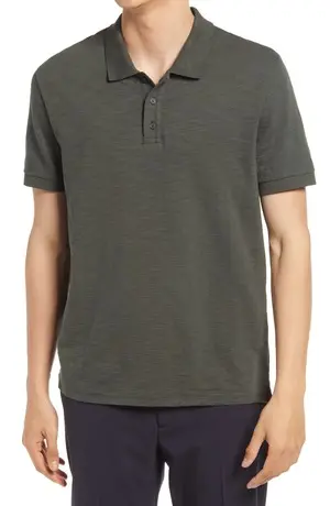 Vince Cotton Slub Jersey Polo Pine Needle