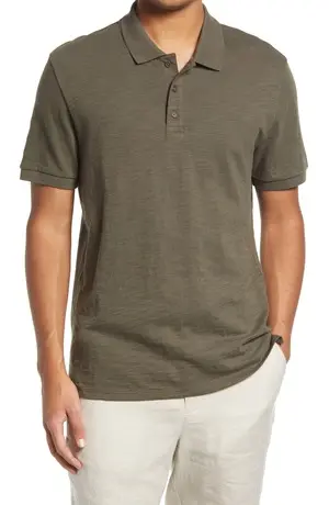 Vince Cotton Slub Jersey Polo Pine Tree