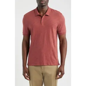 Vince Cotton Slub Jersey Polo - Red Rock