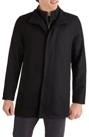 Cole Haan Melton Wool Blend Topcoat - Black