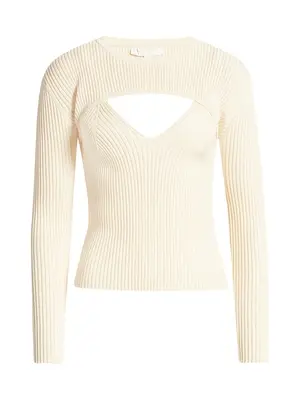 WAYF Clifton Cutout Rib Sweater