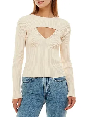 WAYF Clifton Cutout Rib Sweater