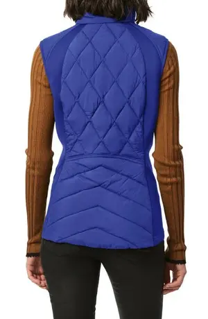 Bernardo Quilted Vest With Stand Collar
