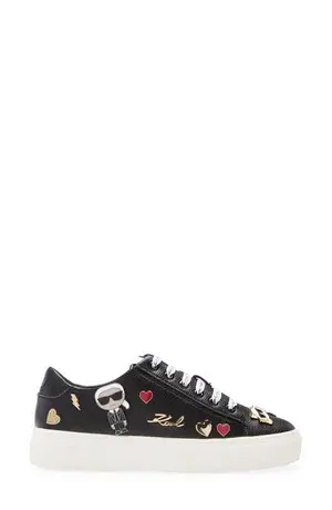 Karl Lagerfeld Paris Cate Pin Logo Sneakers - Black Leather