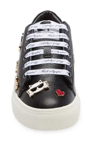Karl Lagerfeld Paris Cate Pin Logo Sneakers - Black Leather