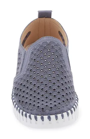 ILSE JACOBSEN Tulip Perforated Slip-on Sneaker - Grey Blue