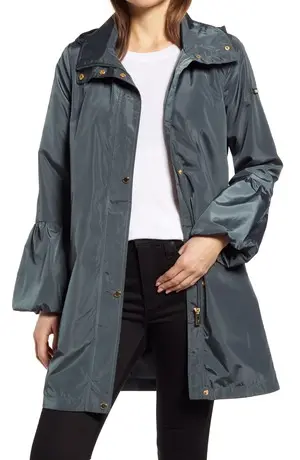 Via Spiga Balloon Sleeve Packable Rain Jacket