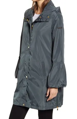 Via Spiga Balloon Sleeve Packable Rain Jacket