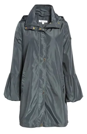 Via Spiga Balloon Sleeve Packable Rain Jacket