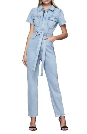 Good American Fit For Success Belted Denim Jumpsuit