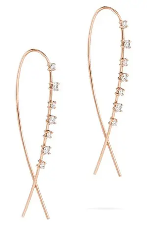 Lana Jewelry 14k Gold Diamond Hoop Earrings - Rose Gold