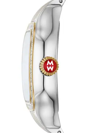 Michele Meggie Diamond Dial Link Bracelet Watch - 2t Gold