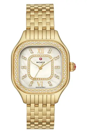 Michele MICHELE Meggie Diamond Dial Bracelet Watch Gold/silver/gold/diamond