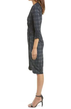 Tahari Plaid V-neck Sheath Dress