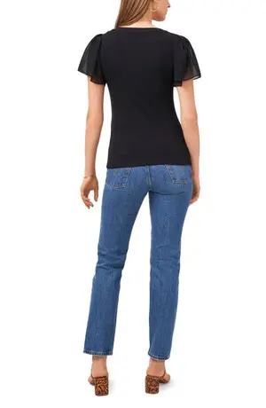 1.State Flutter Sleeve Rib Knit T-shirt