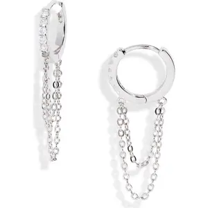 Nordstrom Chain Drop Huggie Hoop Earrings - Clear- Silver