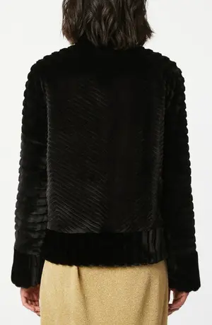 Bernardo Textured Faux Fur Jacket
