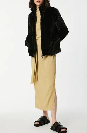 Bernardo Textured Faux Fur Jacket