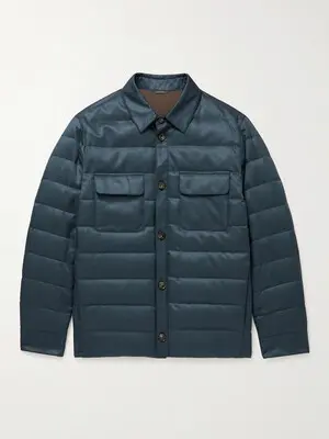 Loro Piana Quilted Silk-twill Down Overshirt