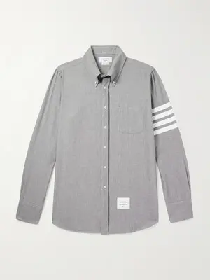 Thom Browne Button-down Collar Striped Cotton-chambray Shirt