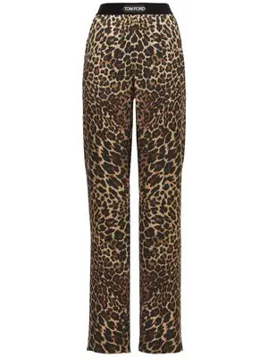 TOM FORD Printed Logo Silk Satin Pajama Pants Multicolor
