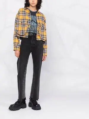 R13 Plaid-check Cropped Shirt