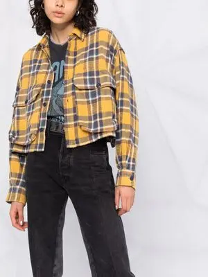 R13 Plaid-check Cropped Shirt
