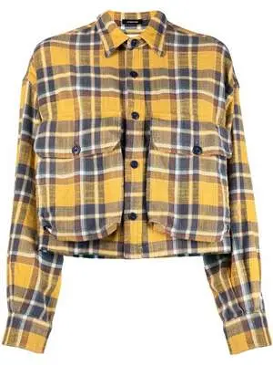 R13 Plaid-check Cropped Shirt
