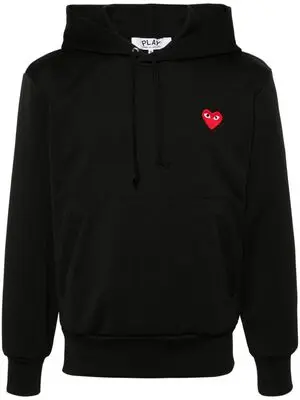 Play Comme Des Garcon Heart-print Pullover Hoodie - Black