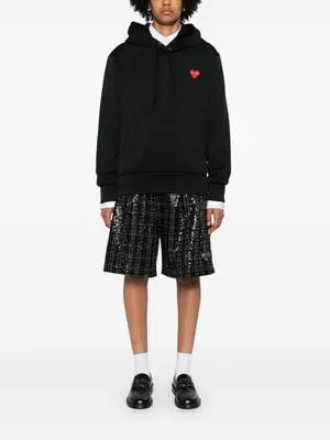 Play Comme Des Garcon Heart-print Pullover Hoodie - Black